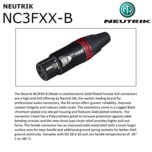 WORLDS BEST CABLES 6 Foot - RCA to XLR (Female) Cable Pair – Gotham GAC-4/1 (Black) Star-Quad Audio Interconnect Cable & Amphenol ACPL RCA & Neutrik Female XLR Gold Plugs - CUSTOM MADE
