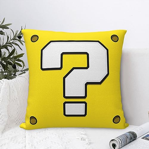 Synthik Question Block Throw Pillow Covers 18"x18" Home Decor Old School Gamer Low Poly Art Pillowcase Decorative Cushion Covers for Sofa Bed Room