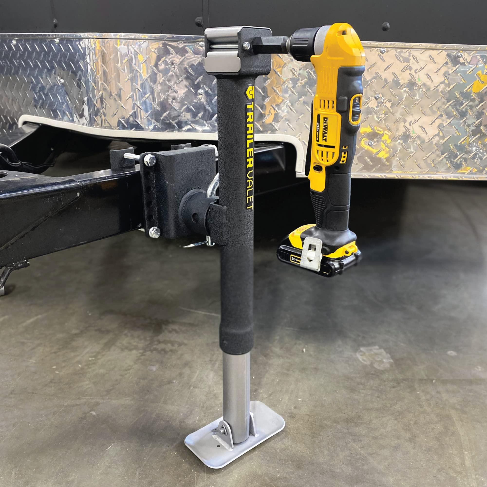 Trailer Valet TVJX5-S Swivel Jack Pipe Mount with 5K Lifting Capacity– Drill-Powered Option, Includes Free TVDA Drill Attachment, Patented 3:4 Gear Ratio, Marine-Grade Material, Rust-Resistant Coating