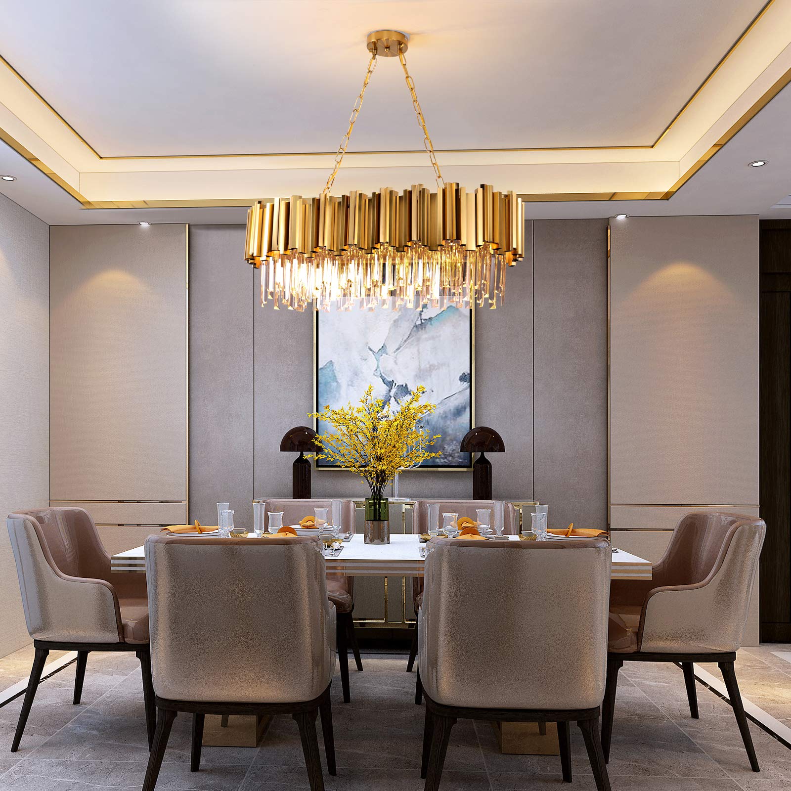 ZIROOPLUS 8 Light Modern Chandeliers Crystal Chandelier Pendant Lights Fixture for Dining Room, Bathroom, Bedroom, Living Room, Pool Table Light E12 Bulb Required