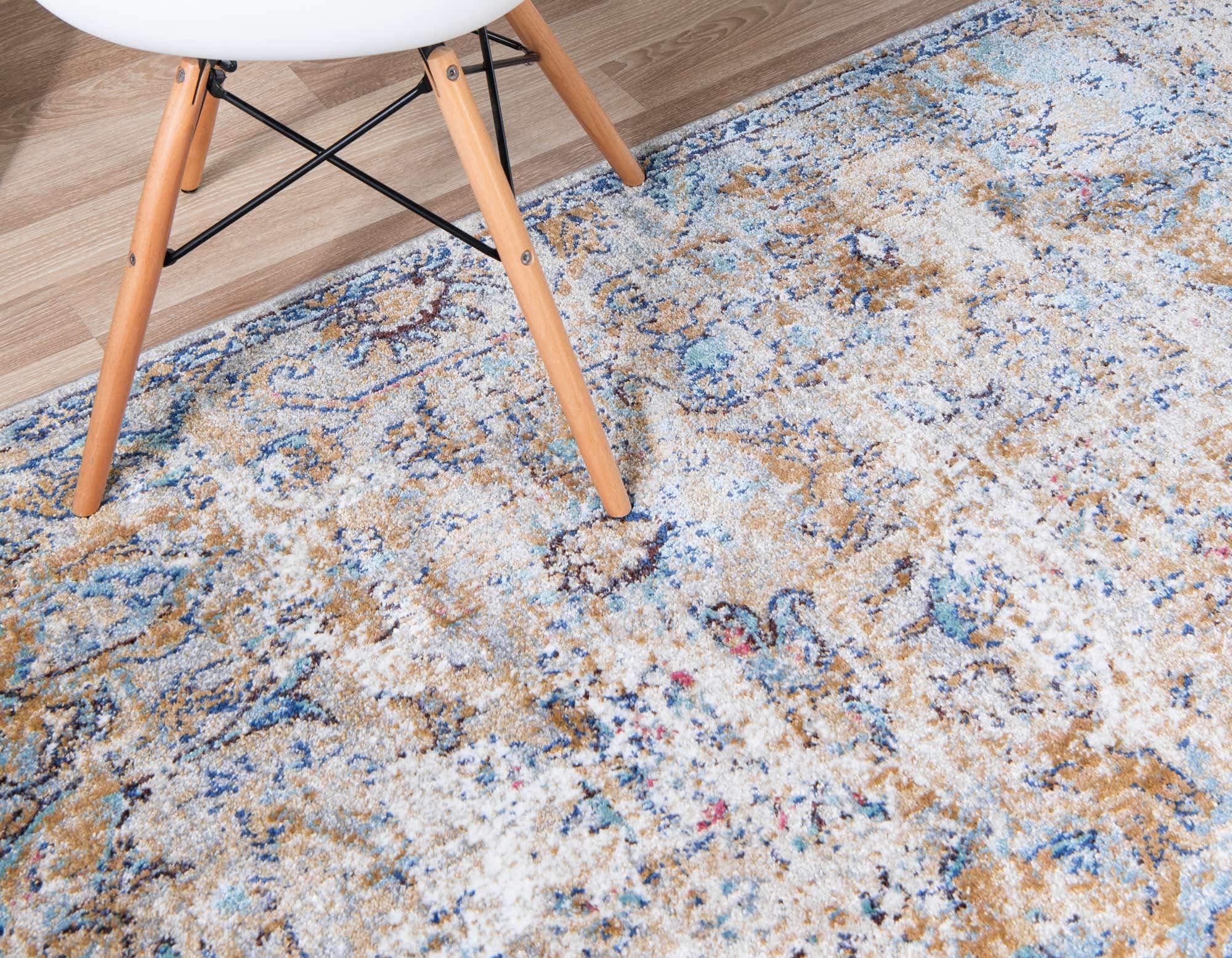 Unique Loom Augustus Collection Rustic Traditional, Bohemian Area Rug, 3' 3" x 5' 3", Tan/Blue