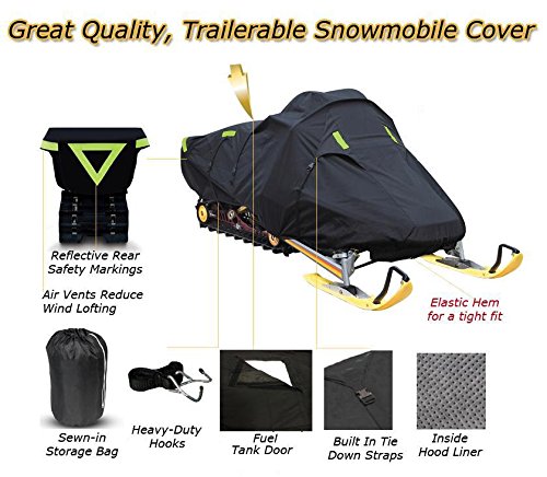 Trailerable Snowmobile Snow Machine Sled Cover Compatible for Polaris 850 PRO-RMK 155 for Model Years 2019-2020. 600 Denier Gear