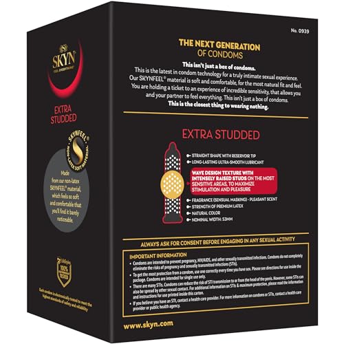 SKYN Extra Studded – 22 Count – Lubricated Latex-Free Condoms – Unique Texture Intensifies Every Moment