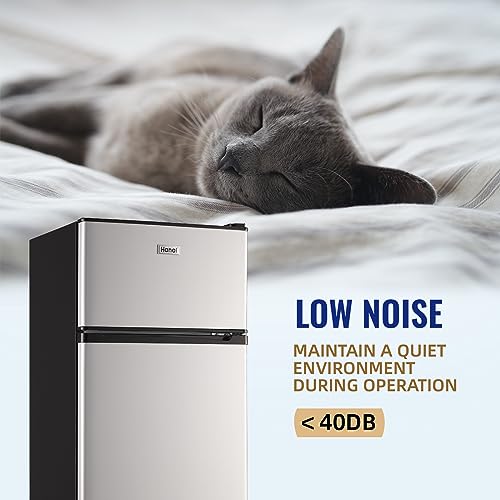 WANAI Refrigerator 3.5 Cu.Ft Refrigerator with Freezer, Retro Fridge with Dual Door,7 Adjustable Thermostat, Adjustable Shelves For Dorm, Office Bedroom, Silver