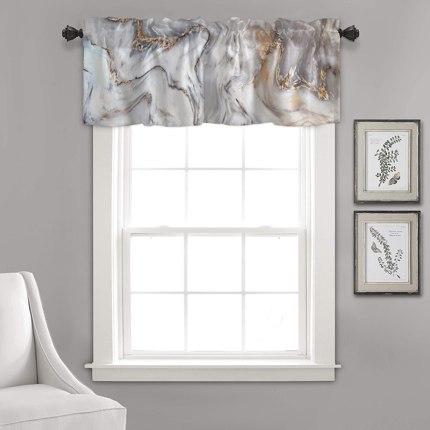 Window Curtains Vanlance Rod Pocket Curtain Drapery for Living Room Kitchen Bathroom, Halloween Pumpkin, Soft&Washable Small Window Treatment Valances, Haunted Mansion, 1 Panel, 54x18inch…