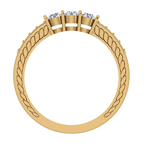 Three stone ring diamond vintage rings for women Past Present Future Anniversary Style 1/2 ct tw 14K Gold (G, I1) (RS 6)