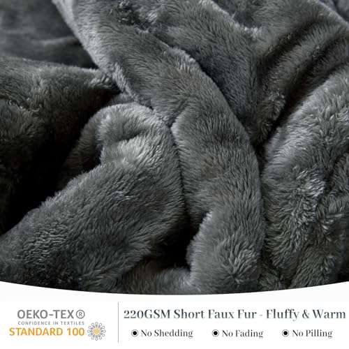 YIYEA Faux Fur Comforter Set King - Luxury Ultra Soft Fluffy Plush Comforter, Grey Comforter Set King Size, Warm Fuzzy Bedding Sets for Winter - 3PC (1 Shaggy Comforter + 2 Pillowcases)