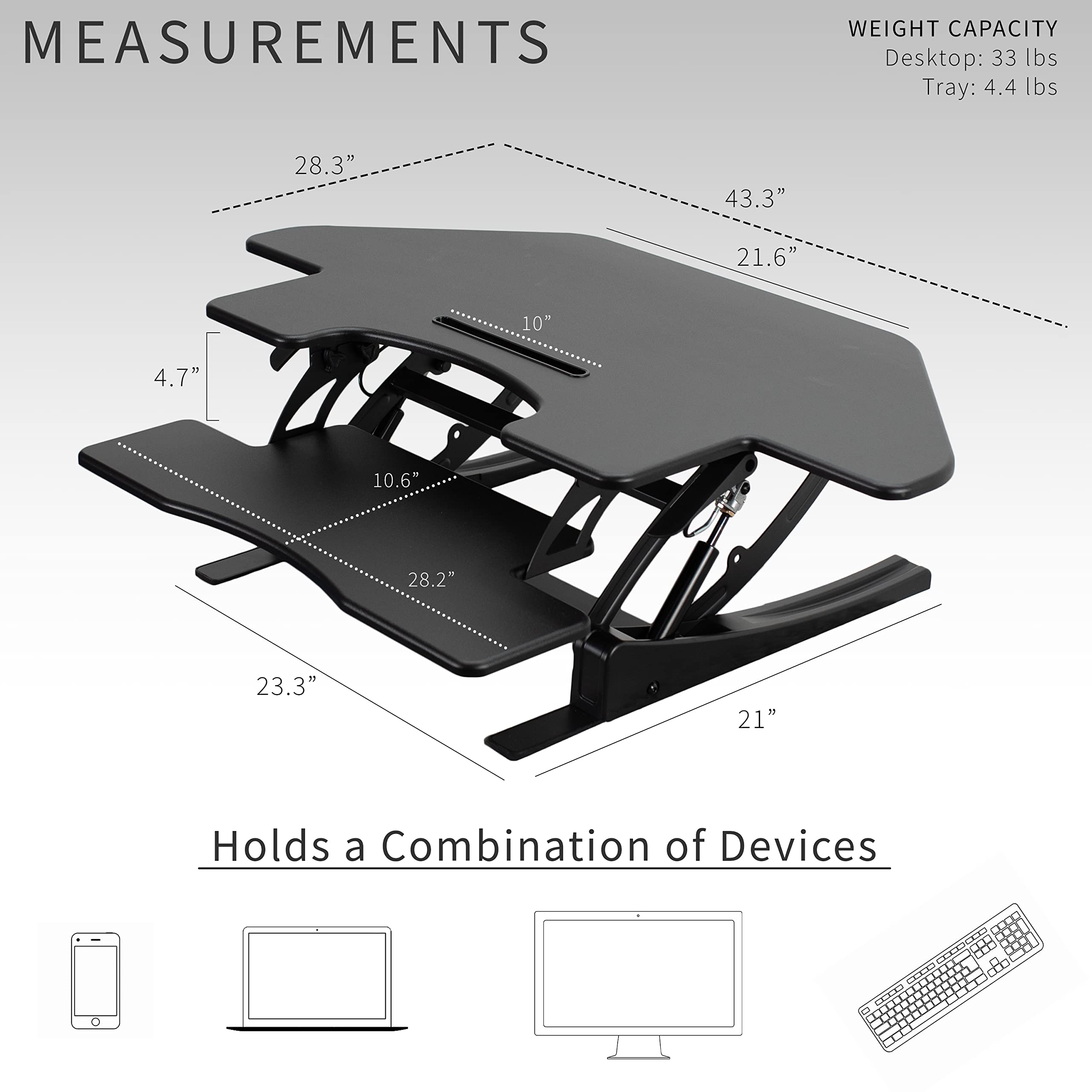 VIVO 43 inch Corner Height Adjustable Cubicle Stand Up Desk Converter, V Series, Quick Sit to Stand Tabletop Dual Monitor Riser Workstation, White, DESK-V000VCW