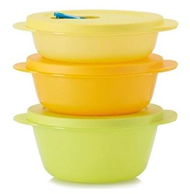 TUPPERWARE CRYSTALWAVE round set Yellow/ Orange