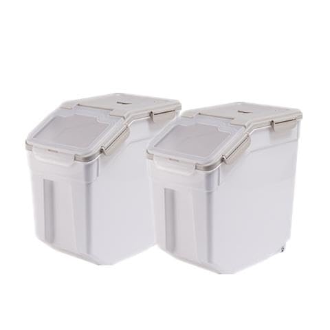 VVX 2-Pack Rice Storage Container 30 lbs Bulk Food Container Bin 15 litres with Measuring Cup - for Rice Flour Cereal Pet Food Dispenser
