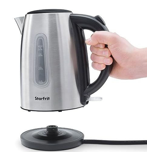 Starfrit 024010-006-0000 1.8-Quart Stainless Steel Electric Kettle, Silver/Black, One Size