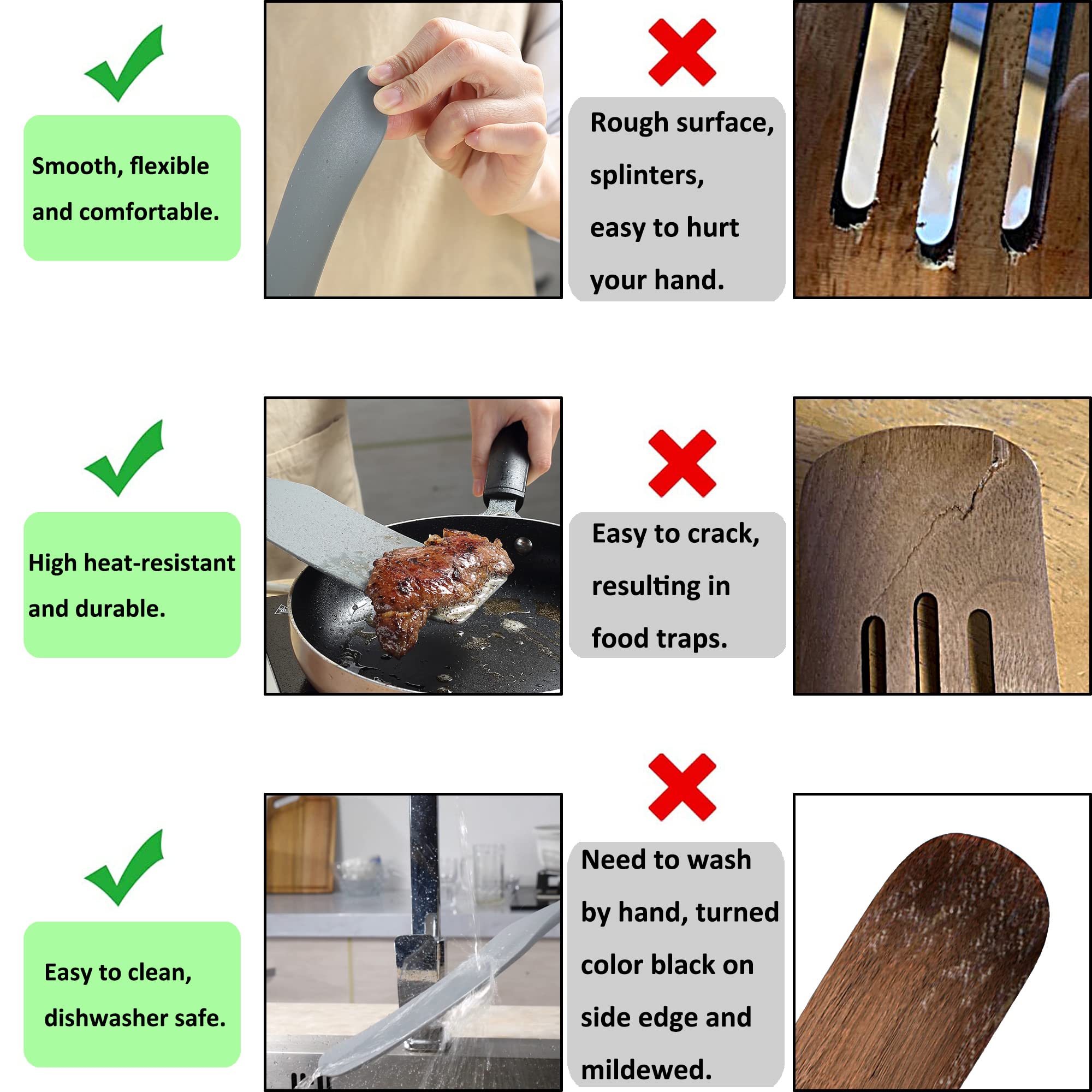 To encounter Silicone Spurtles Set, 5 Piece Nonstick Spurtle Kitchen Utensils, Silicone Spatula, Heat Resistant Spurtle for Salad Stir, Cake Make and Pan-Fried Steak
