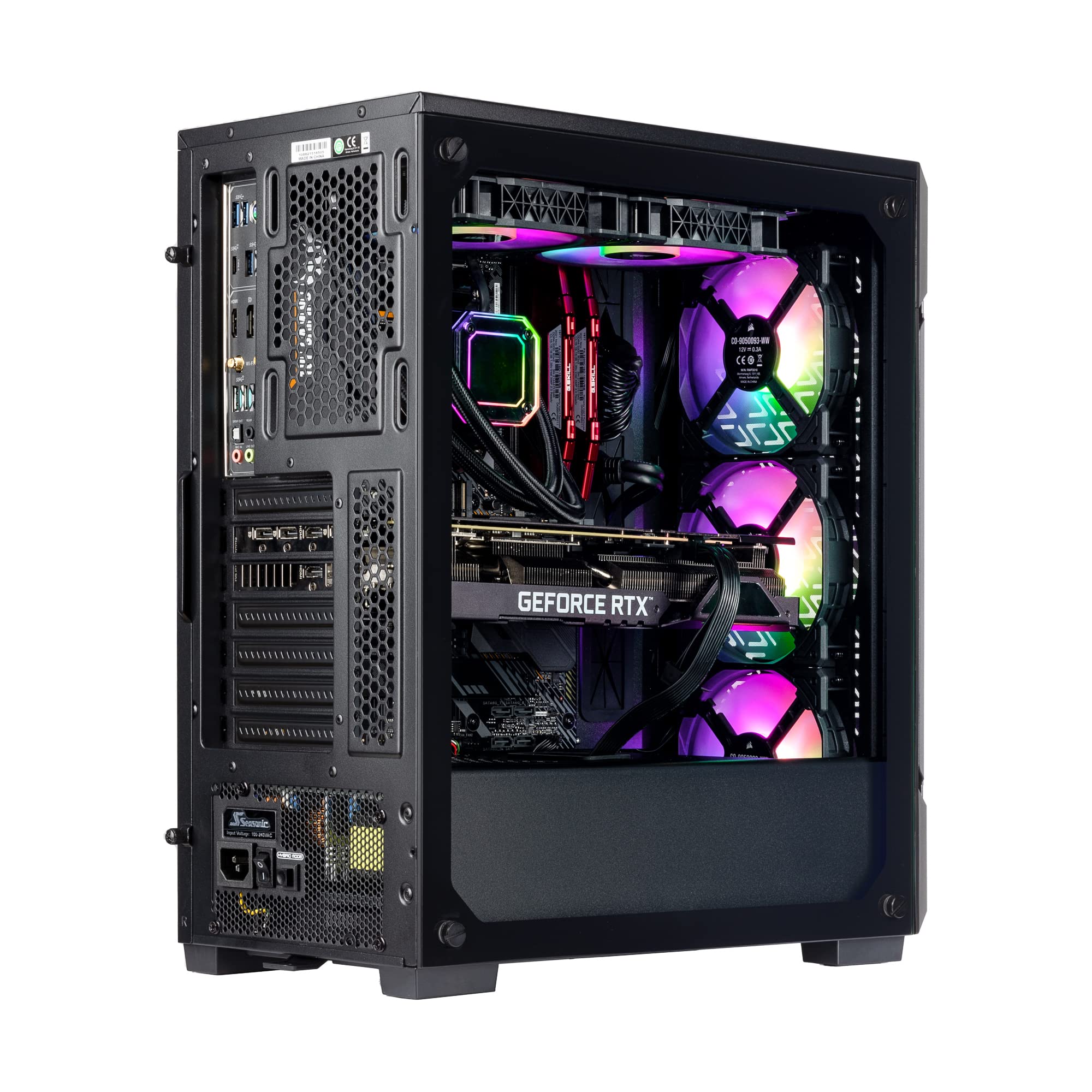 Velztorm White Ferrux Gaming Desktop PC (AMD Ryzen 9-5900X 12-Core, GeForce RTX 3070 Ti, 32GB RAM, 1TB PCIe SSD + 1TB HDD (3.5), USB 3.2, HDMI, Display Port, Win 10 Home)