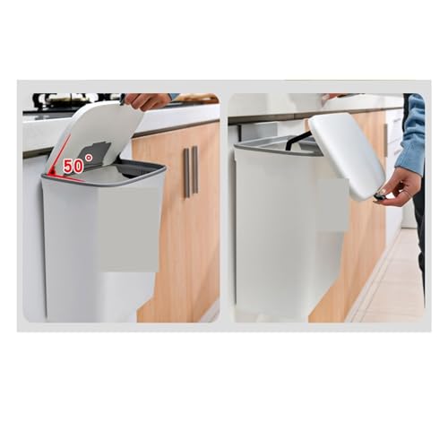 ZICANA Wall Mounted Trash Can with Lid Waste Bin Kitchen Cabinet Door Hanging Trash Bin Garbage Car Recycle Dustbin Rubbish Can Kitchen Trash cans (Color : White with Lid 7L)