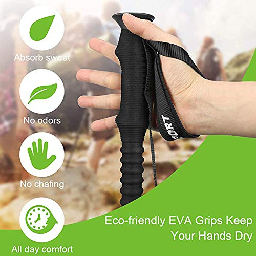 Trekking Poles Collapsible-1pc Pack AdjustableTelescopic Hiking or Walking Sticks Anti-Shock, Strong Lightweight Carbon Fiber-Quick Adjust Flip-Lock for Hiking, Camping, Mountaining