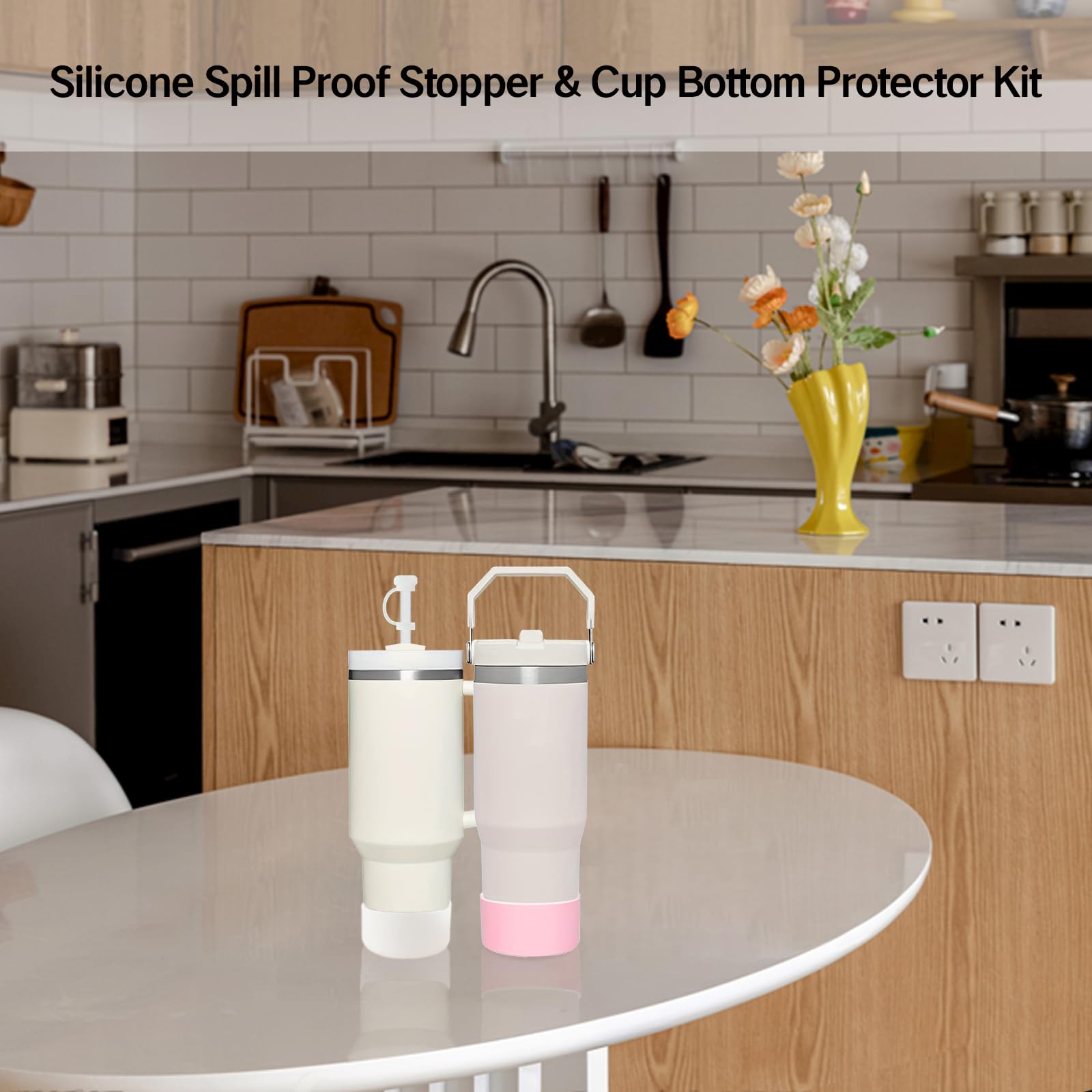UMUST 8Pcs for Stanley Cup Accessories, Silicone Spill Proof Stopper,Straw Cover,Cup Bottom Bumper for Stanley Tumbler Accessory,Silicone Boot Sleeve for Stanley Cup1.0 40 30 oz (Clear *8)