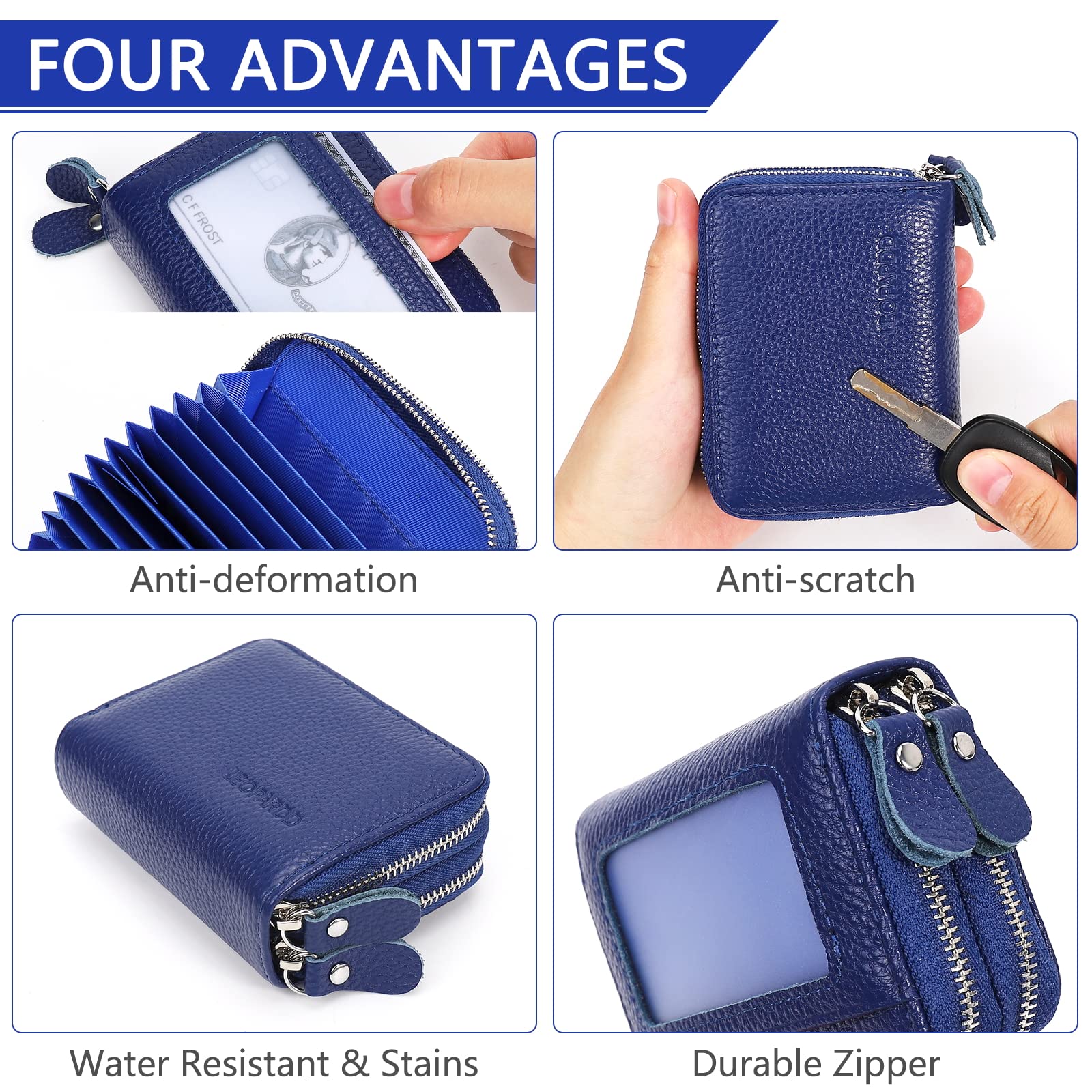 RFID Blocking Leather Wallet for Women,Excellent Women's Genuine Leather Credit Card Holder