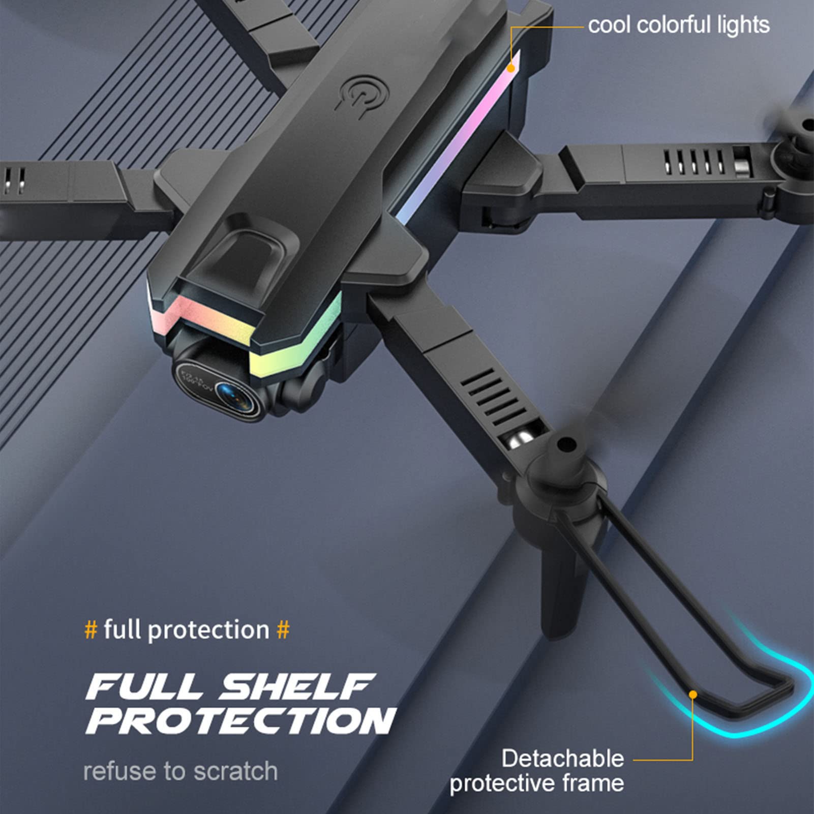 XT8 Mini Drone, Aerial Photography RC FPV Drones 4K Dual Camera Quadcopter Multicolored LED lights Plane Toys WiFi Drone With 3.7V 600mah Battery for Kids Over 14 Years Old(Black Three Battery)