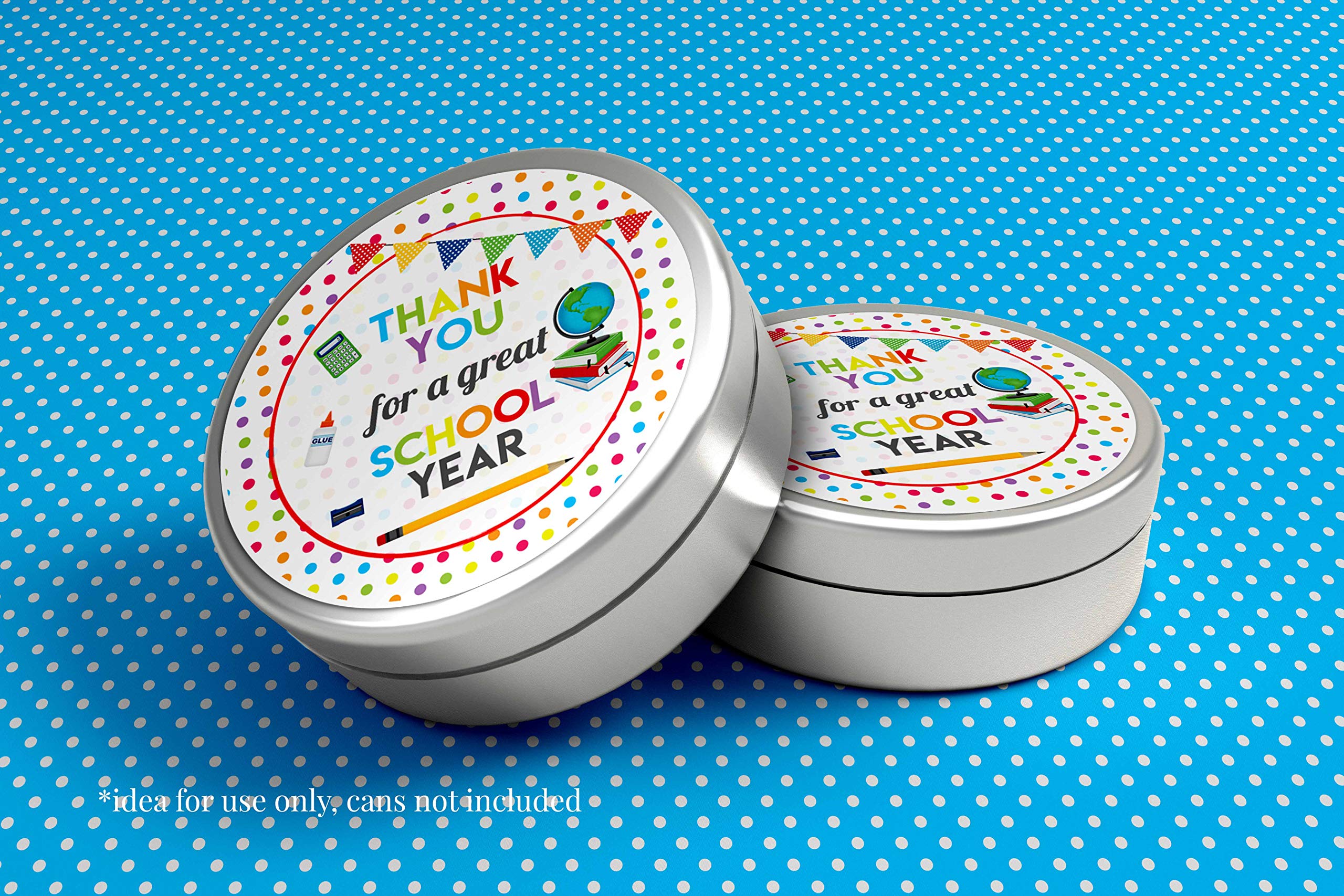 Thanks for a Great School Year Teacher Appreciation Thank You Sticker Labels, 40 2" Party Circle Stickers by AmandaCreation, Great for Envelope Seals & Gift Bags