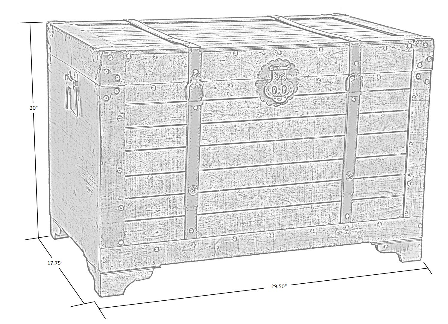 Vintiquewise Old Fashioned Large Natural Wood Storage Trunk and Coffee Table