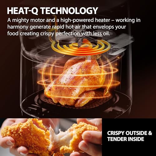 Toshiba 5.5QT Air Fryer Heat-Q Technology, Quick and Easy Meals, 8 Preset Menus and Menu-IQ Function, 1°F Precision, 90% less oil, Double-sided Handles Easy Carrying