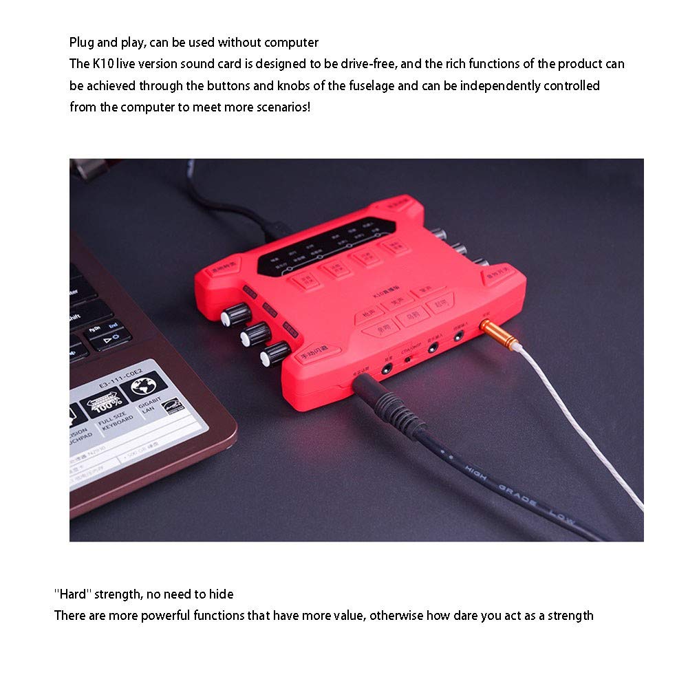 USB External Sound Card, Portable Digital External Sound Card Mixing Console, Built-in Multiple Sound Effects, for Music Recording DJ Network Live Transmission Karaoke