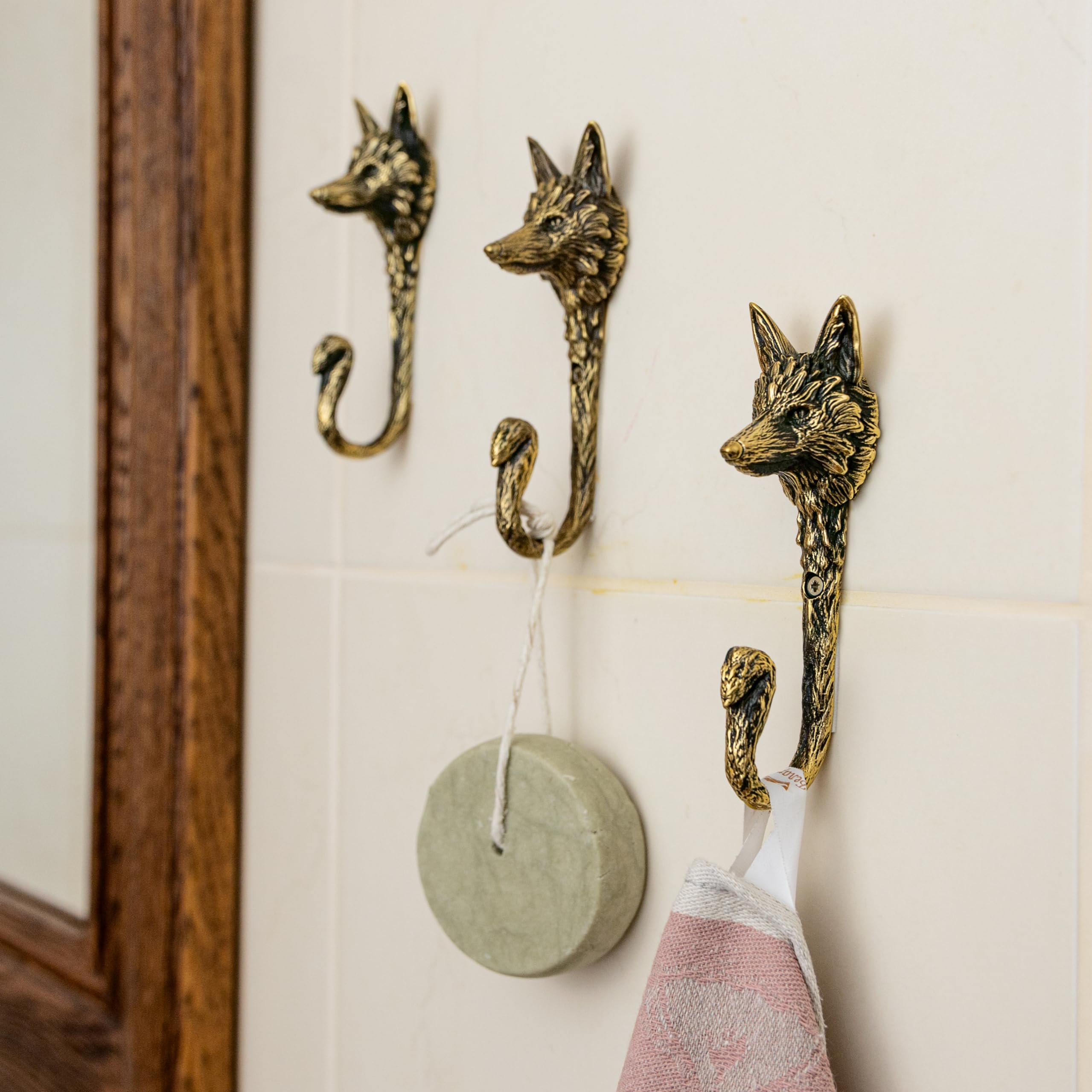 Solid Brass Fox Hook β Large Size, Handcrafted with Exquisite Fox Head Shape and Functional Tail.