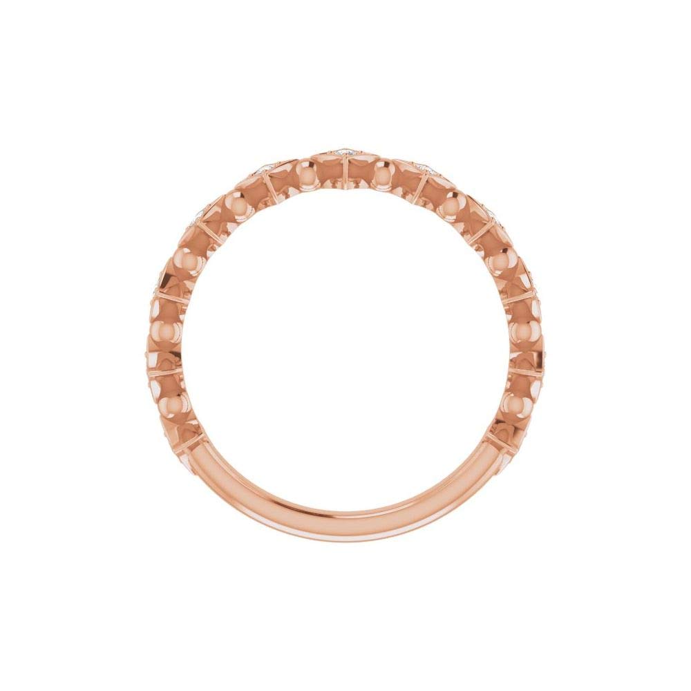 Solid 14k Rose Gold 1/10 Cttw Diamond Stackable Wedding Anniversary Ring Band - Size 7 (Width = 3.6mm)