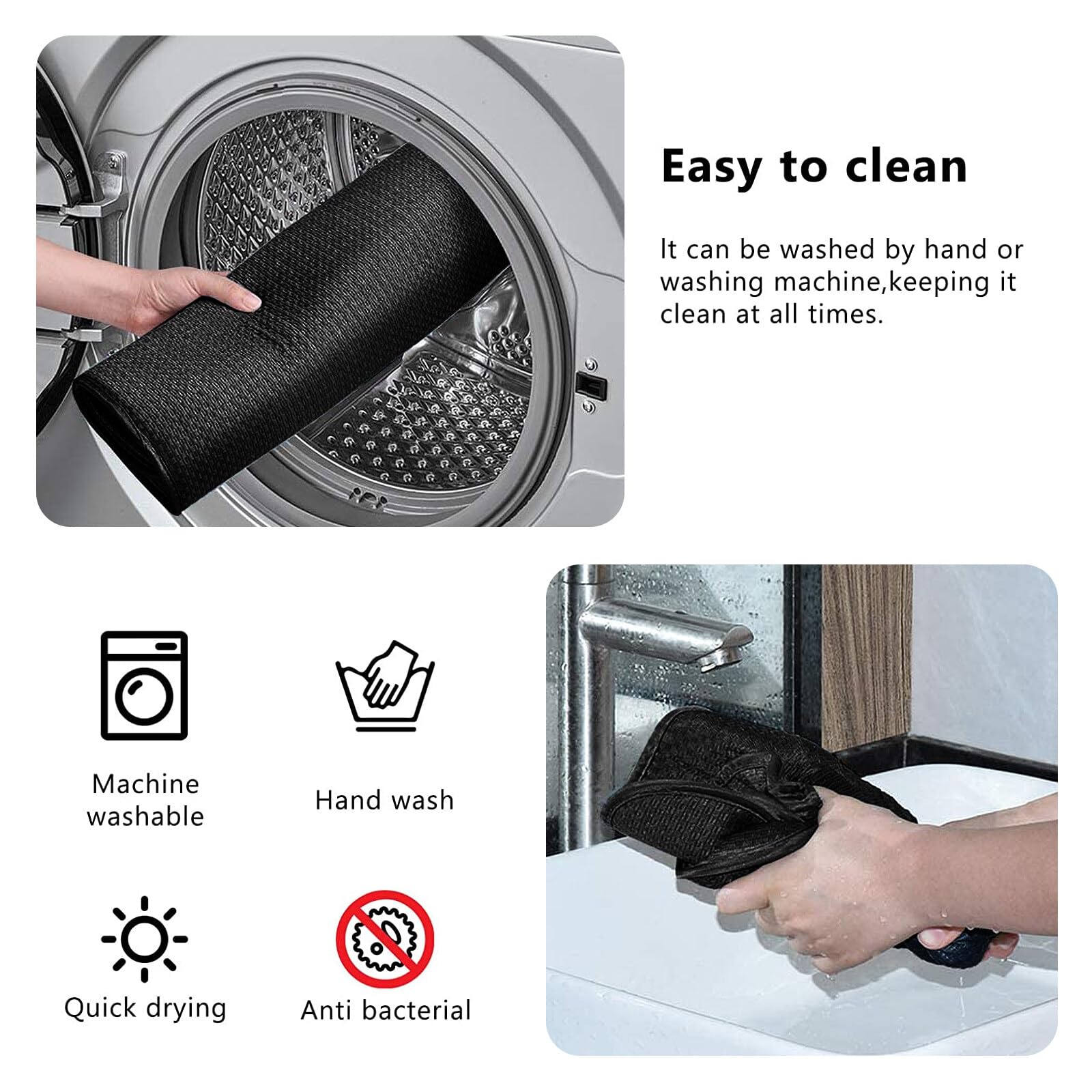 Topsky Microfiber Dish Drying Mat 2 Pack, 20 X 15 Inch Kitchen Counter Mats Reversible Baby Bottles Dish Dry Pad,Super Absorbent (Black)
