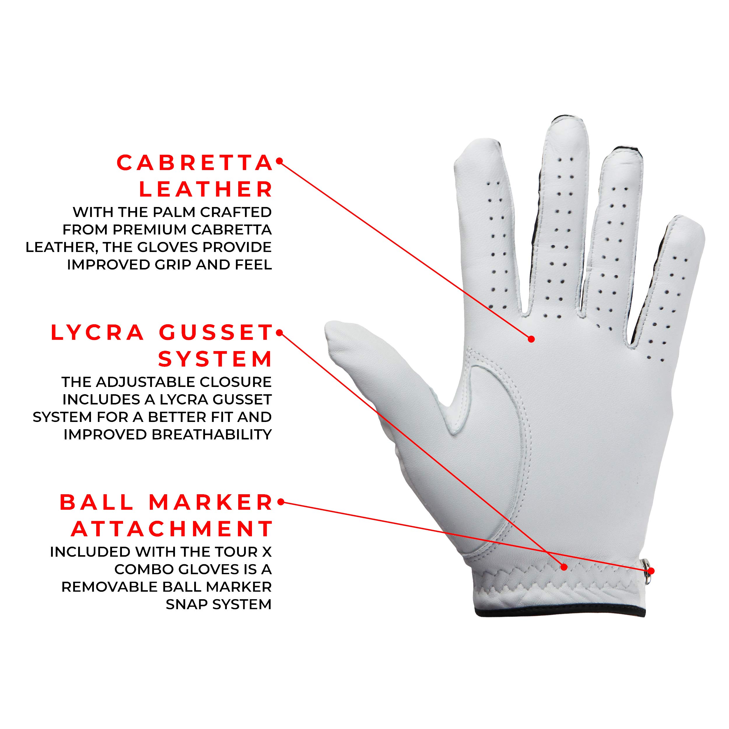 Tour X Combo Golf Gloves 3pk Men's LH Medium-Large