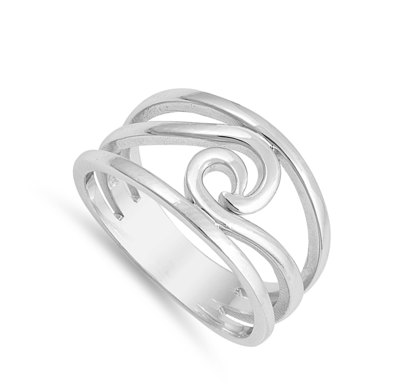 Wave Cutout Ocean Sea Thumb Nature Ring New .925 Sterling Silver Band Size 6