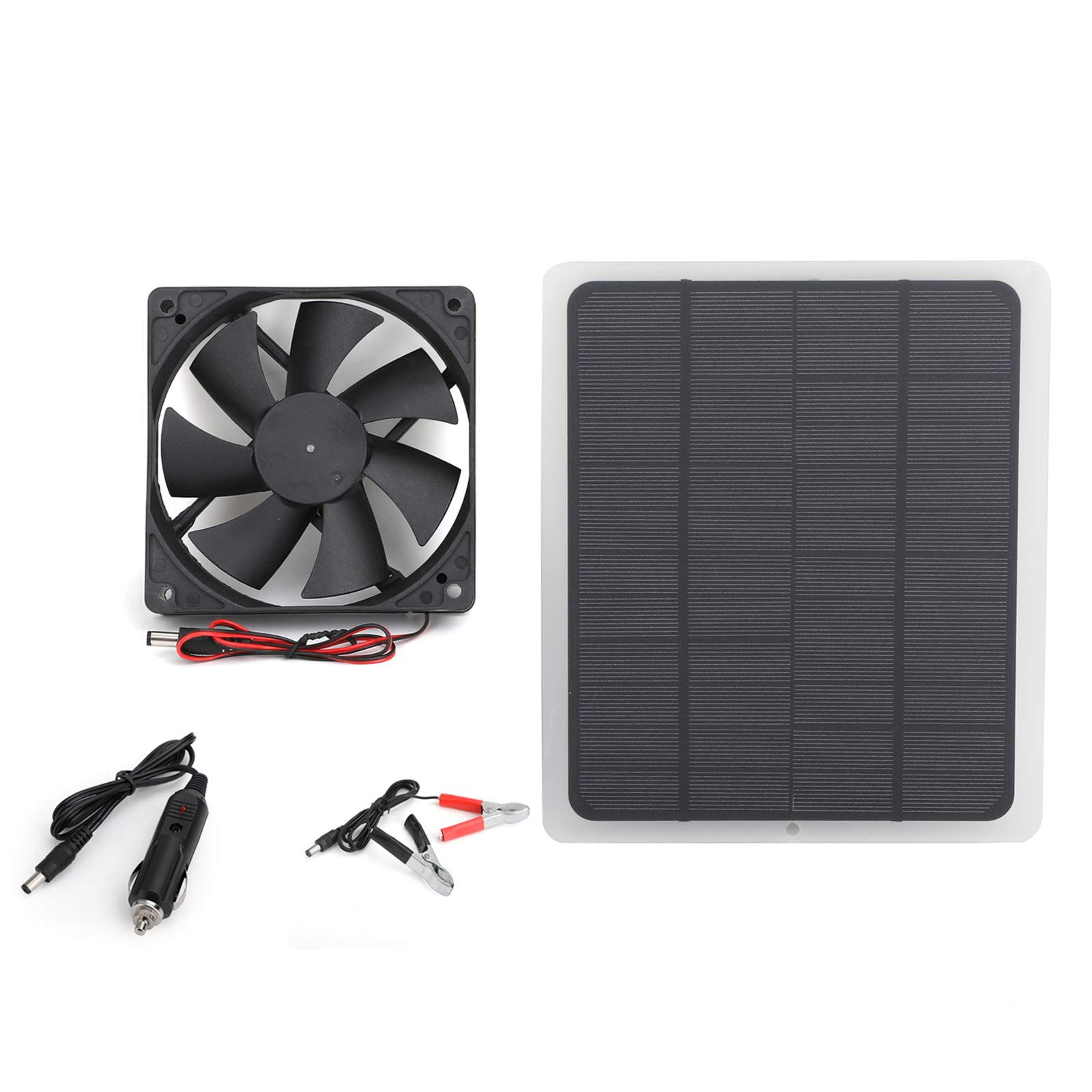Topteng Solar Powered Fan, Solar Panel Powered Fan Mini Ventilator 10w Solar Panel for Greenhouse Pet/Dog Chicken House, Motorhome House, Outdoor Home Cooling Chicken Coop
