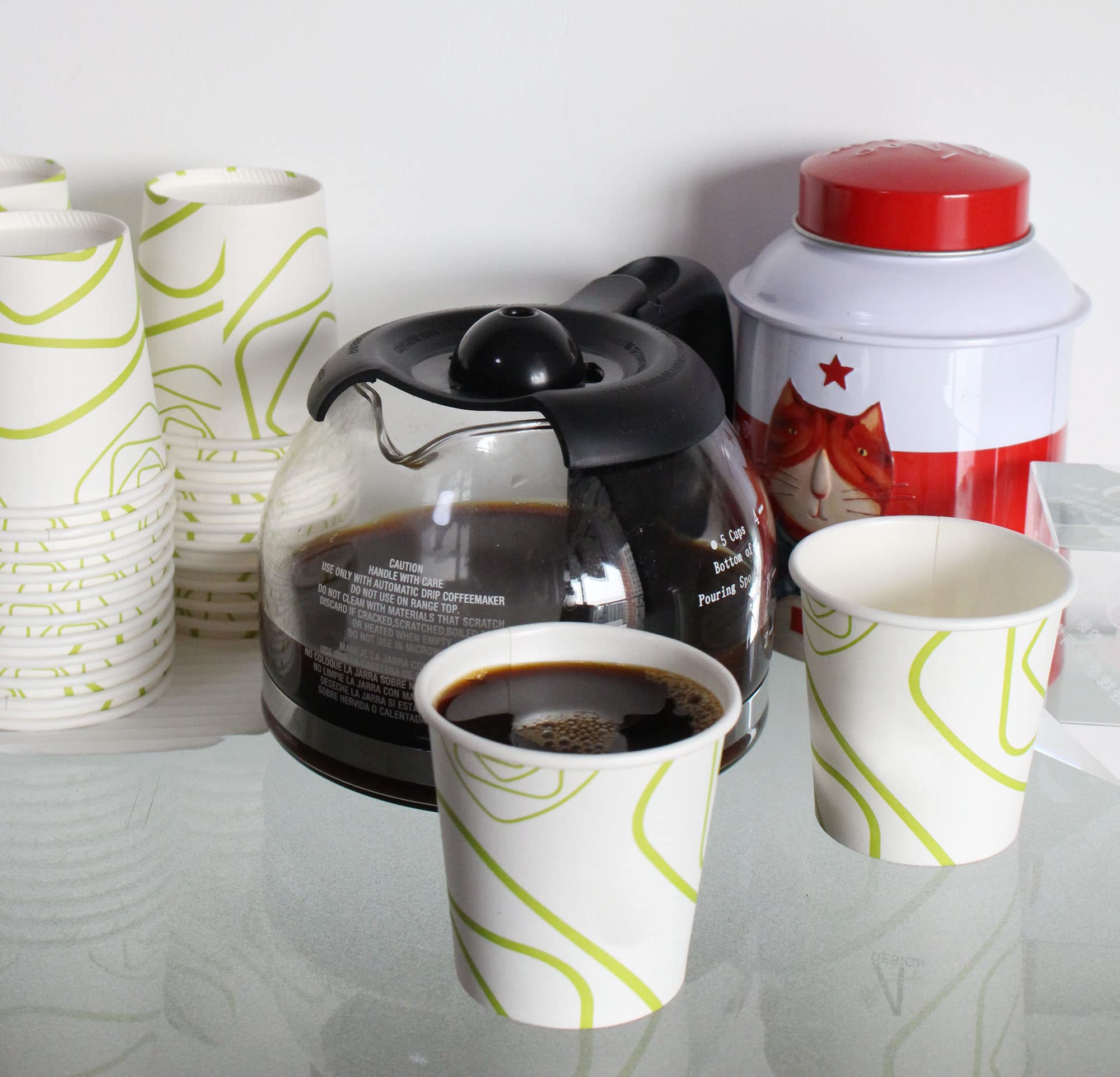 Yes!Fresh Special Green Line Design, Disposable Hot Paper Cup,Eco-friendly,100% Blodegradable&Compostable