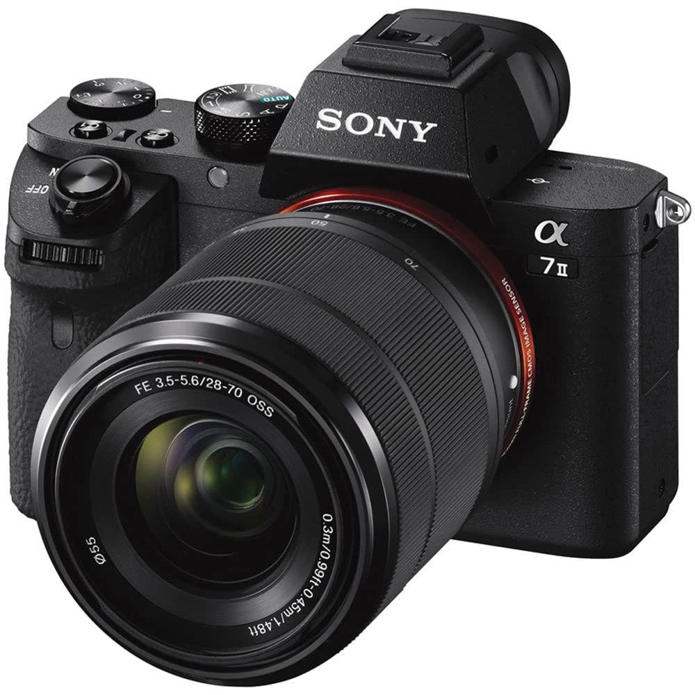 Sony a7 II Mirrorless Camera with 28-70mm Lens (ILCE7M2K/B) + Sony FE 24-105mm Lens + Filter Kit + Lens Hood + Bag + 64GB Card + NPF-W50 Battery + Card Reader + More (Renewed)