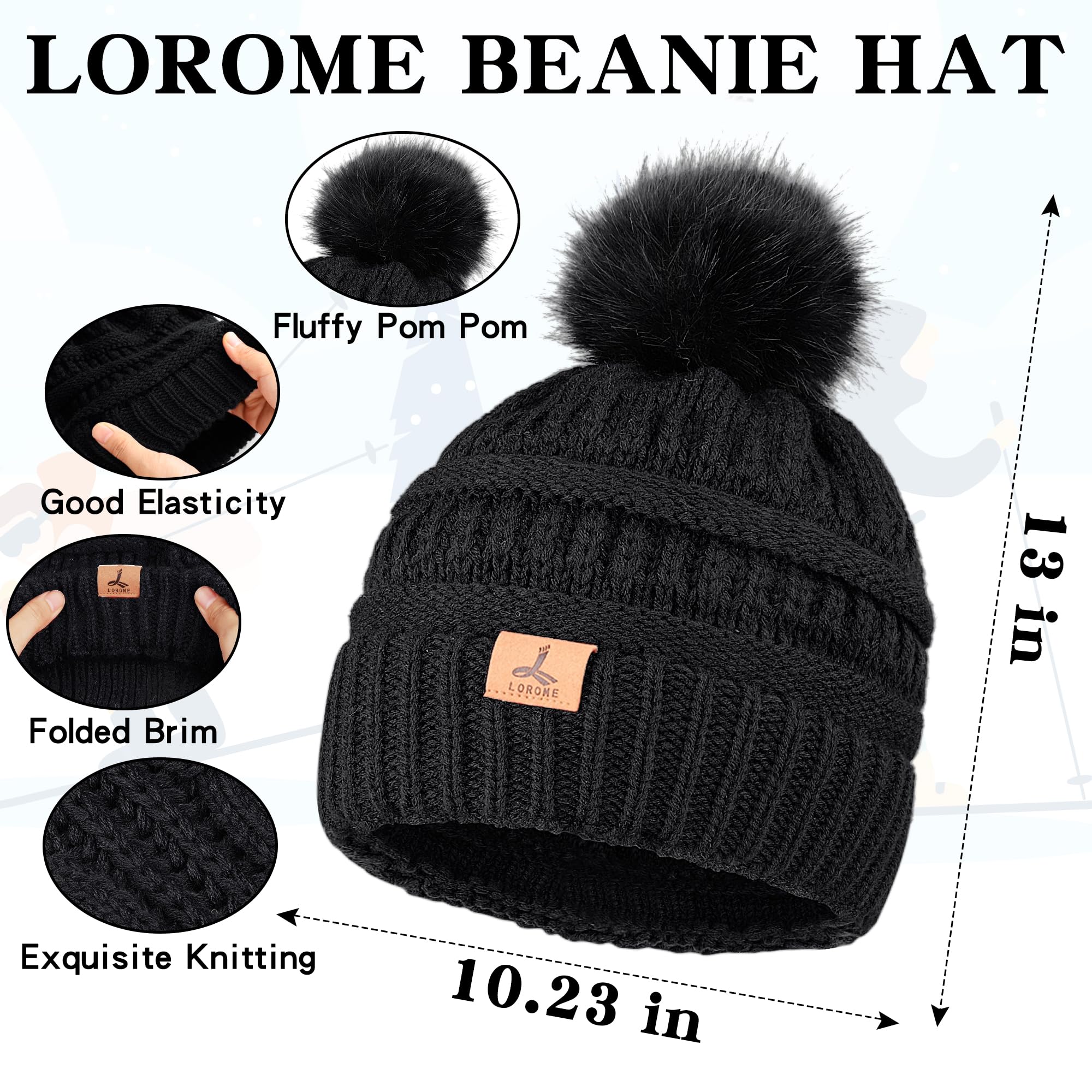 Winter Hat Scarf Gloves and Face Mask, Warm Knit Beanie Pompom Hat Touchscreen Gloves Set Gifts Circle Scarves for Women…