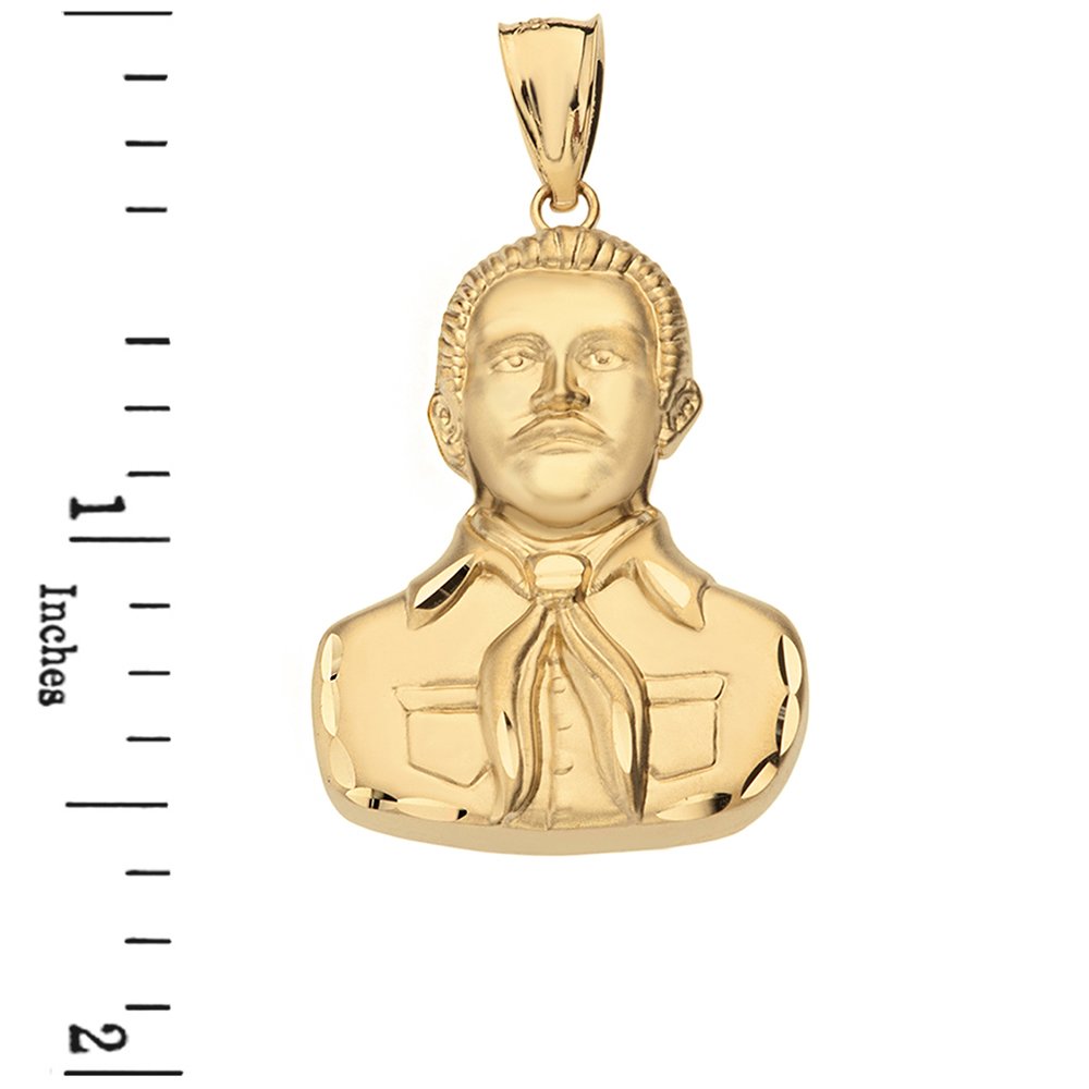 Solid 14k Yellow Gold Jesus Malverde Sinaloa Narco Saint Pendant