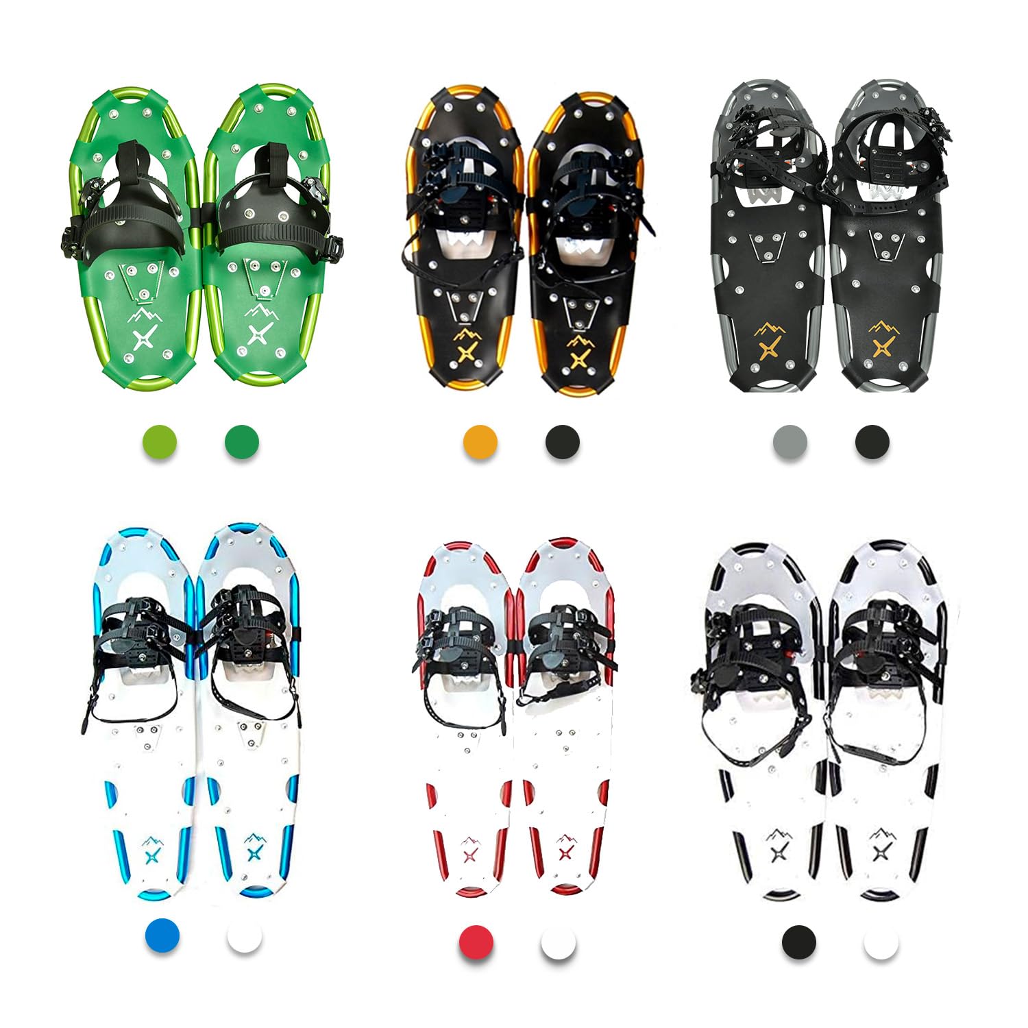 Xtrempro Snowshoes Snow Terrain Lightweight Ergonomic Design Lightweight Aluminum Alloy with 13 Point Crampons 120/160/210/300 lbs. Capacity- 21"/25"/30β/36" (Black, 25)