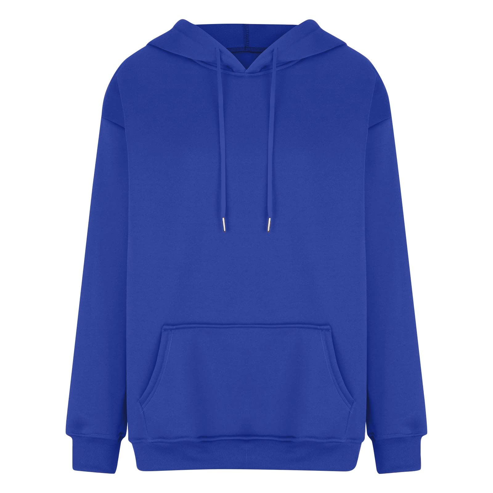 slqdgmryz Womens Hoodies Fleece Drop Shoulder Pullover Drawstring Oversized Hooded Long Sleeve SweatShirts Shirts Solid Color Casual Tops Fall Fashion Outfits Blue