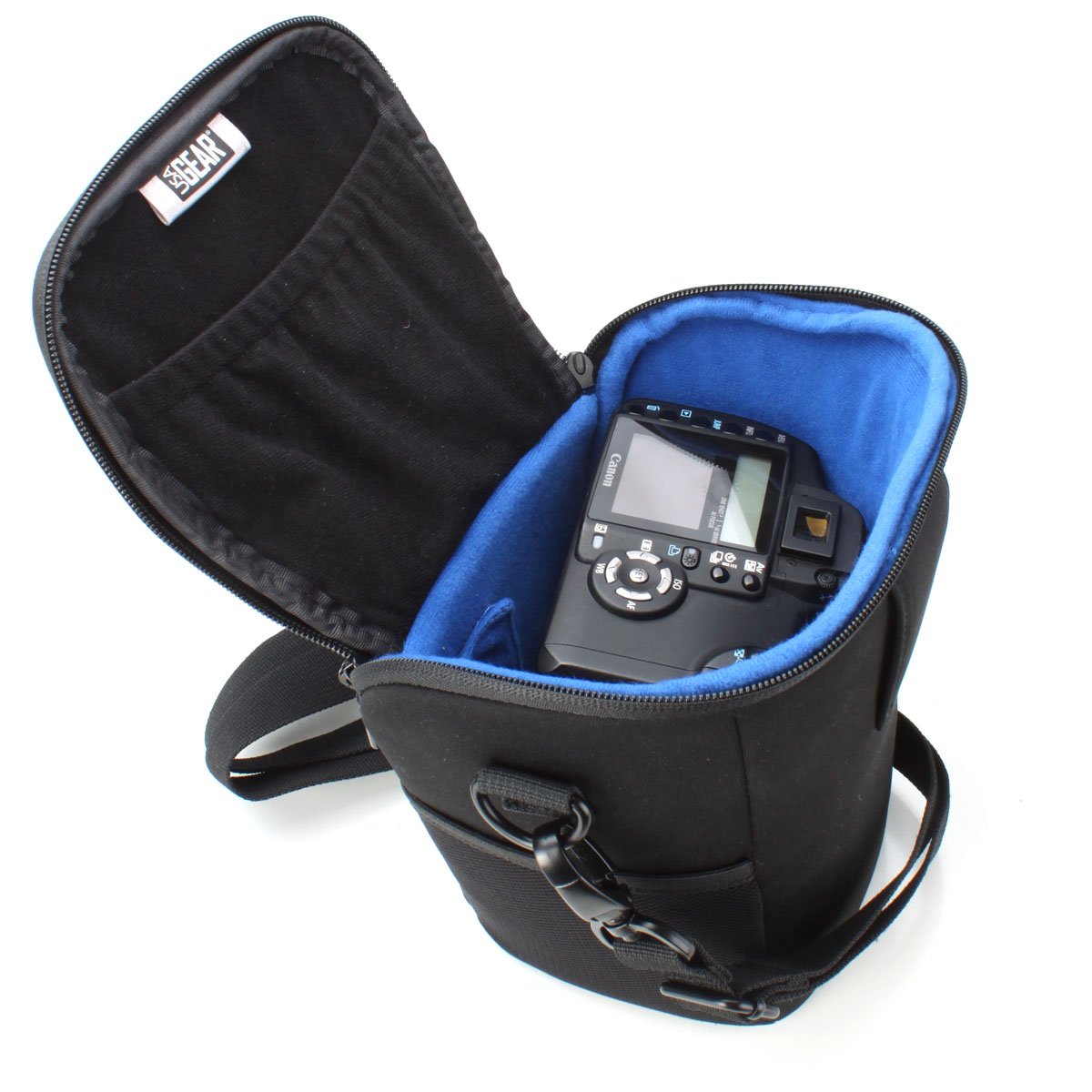 USA Gear DSLR Camera Case for Men and Women with Top Loading Accessibility, Adjustable Shoulder, Small Camera Sling Bag, Travel Padded Handle - Camera Holster Bag for Nikon, Canon, Panasonic (Black)
