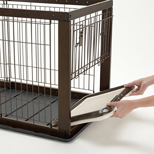Richell Expandable Pet Crate with Floor Tray, Small, Dark Brown
