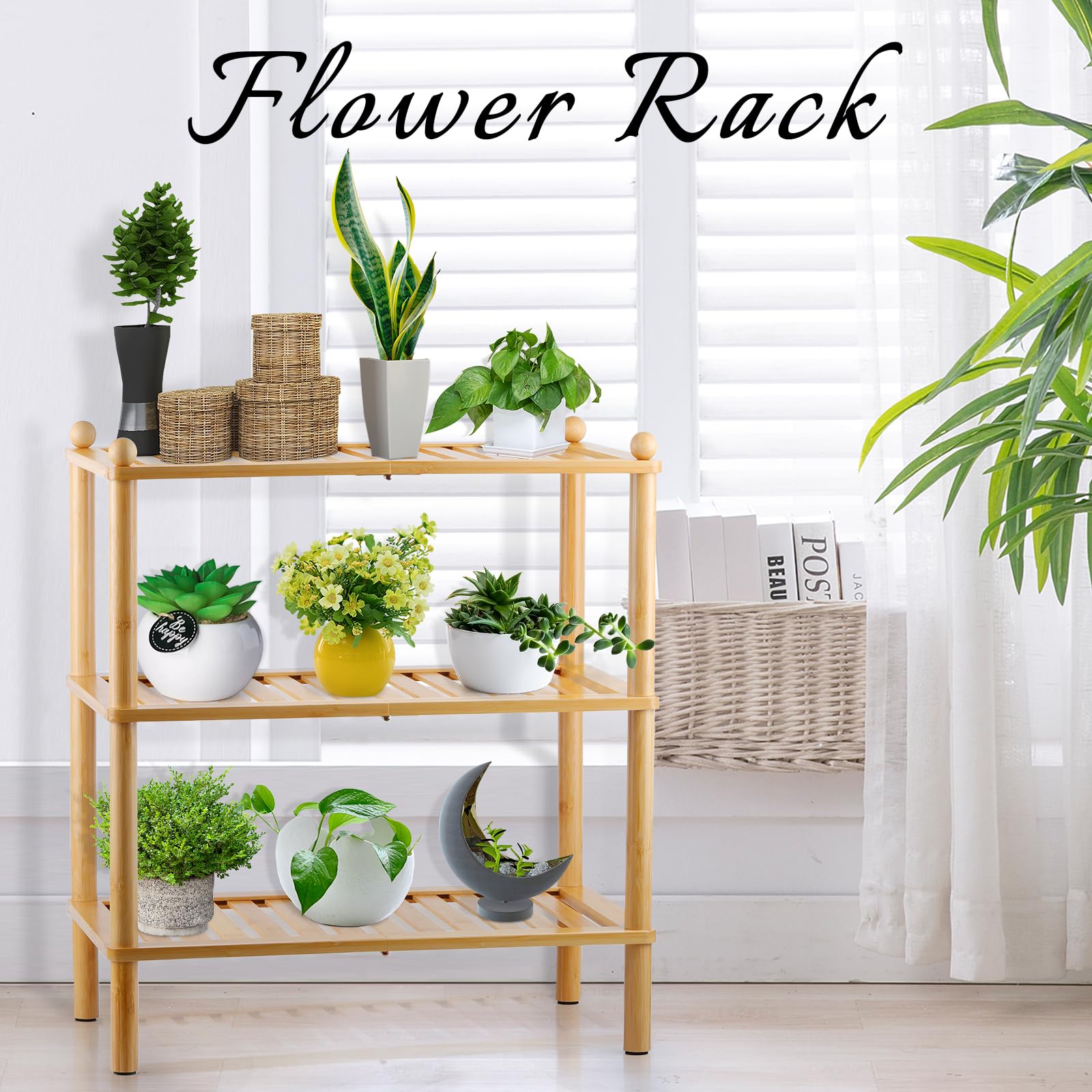 Tohomes 3-Tier Shoe Rack,Shoes Organizer,for Front Door Entrance, Free Standing Shelf Entryway and Closet Hallway, Small Space Stackable Bamboo Multifunctional Racks