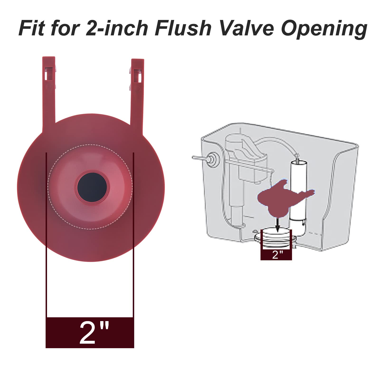 Toilet Flapper Replacement Kit, 2-inch Toilet Stopper Flush Valve Seal Compatible with American Standard Toilet, Long-Lasting Rubber Seal Flapper with Stainless Steel Chain-Red(Pack of 2)