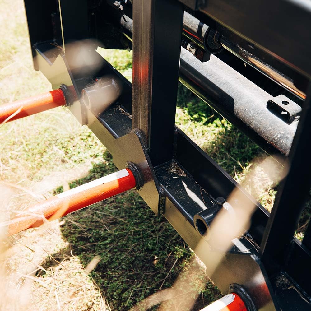 Titan Attachments HD Skid Steer Hay Frame Attachment, Three 49" Hay Spears, Rated 4,000 LB, Quick Tach Mounting, Hay Handing Equipment for Bobcat Tractors