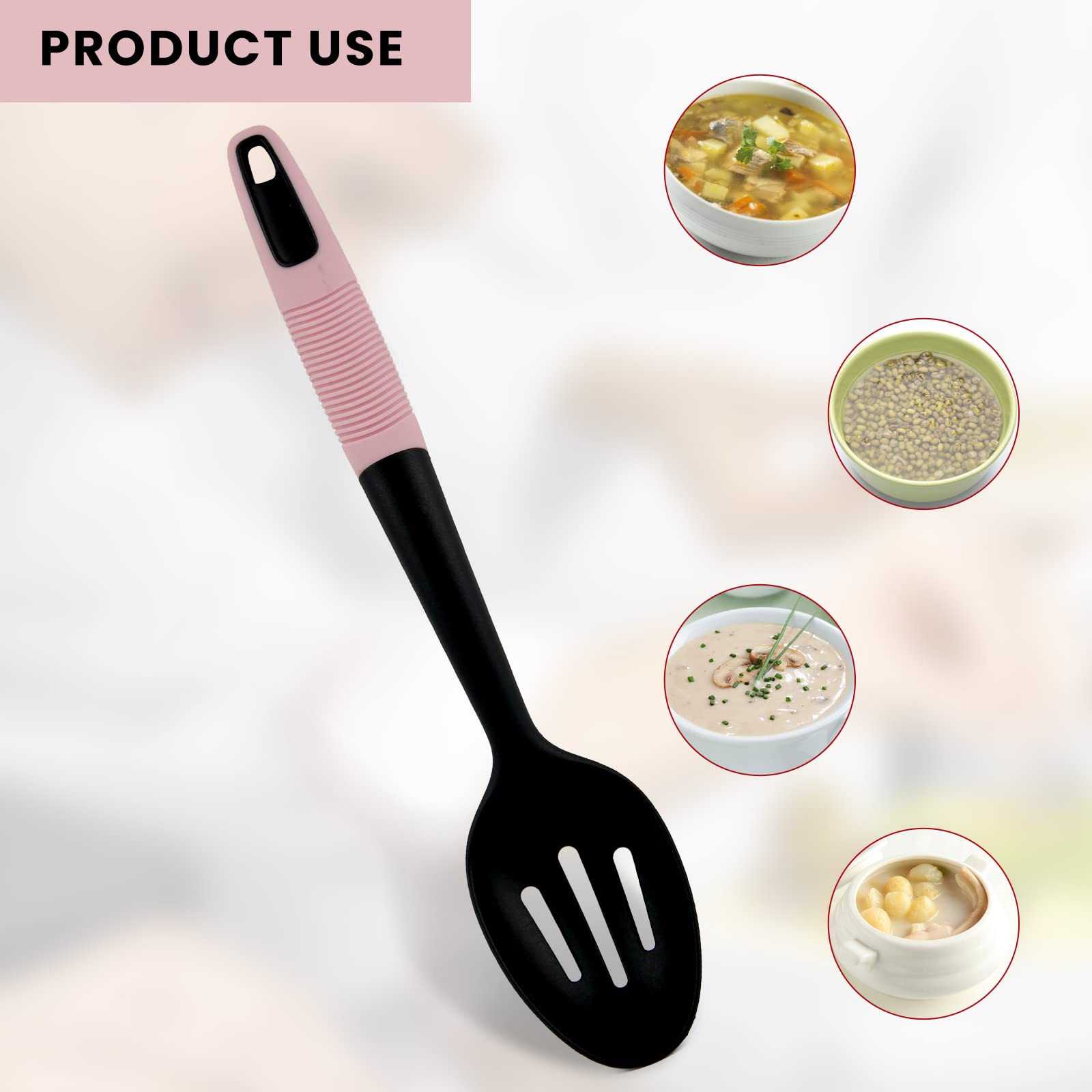 Soup Ladle, Seamless Spoon, Heat-Resistant Silicone and Nylon, Cooking and Serving Spoon for Soup and Gravy, Cooking Tool, Anti-Scratch, Non-Stick