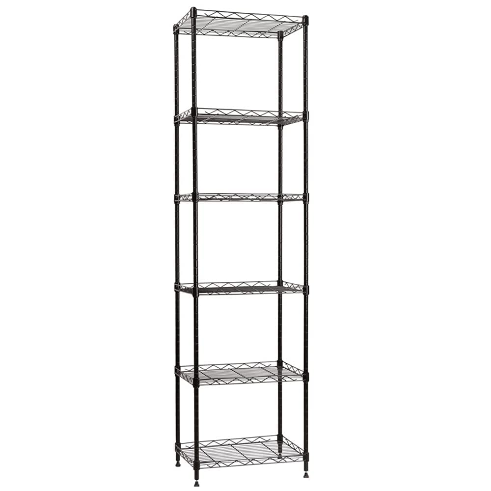 YOHKOH 6 Wire Shelving Steel Storage Rack Adjustable Unit Shelves for Laundry Bathroom Kitchen Pantry Closet 16.7" Width x 62" Height x 11.7" Depth (Grey Sand Pattern)