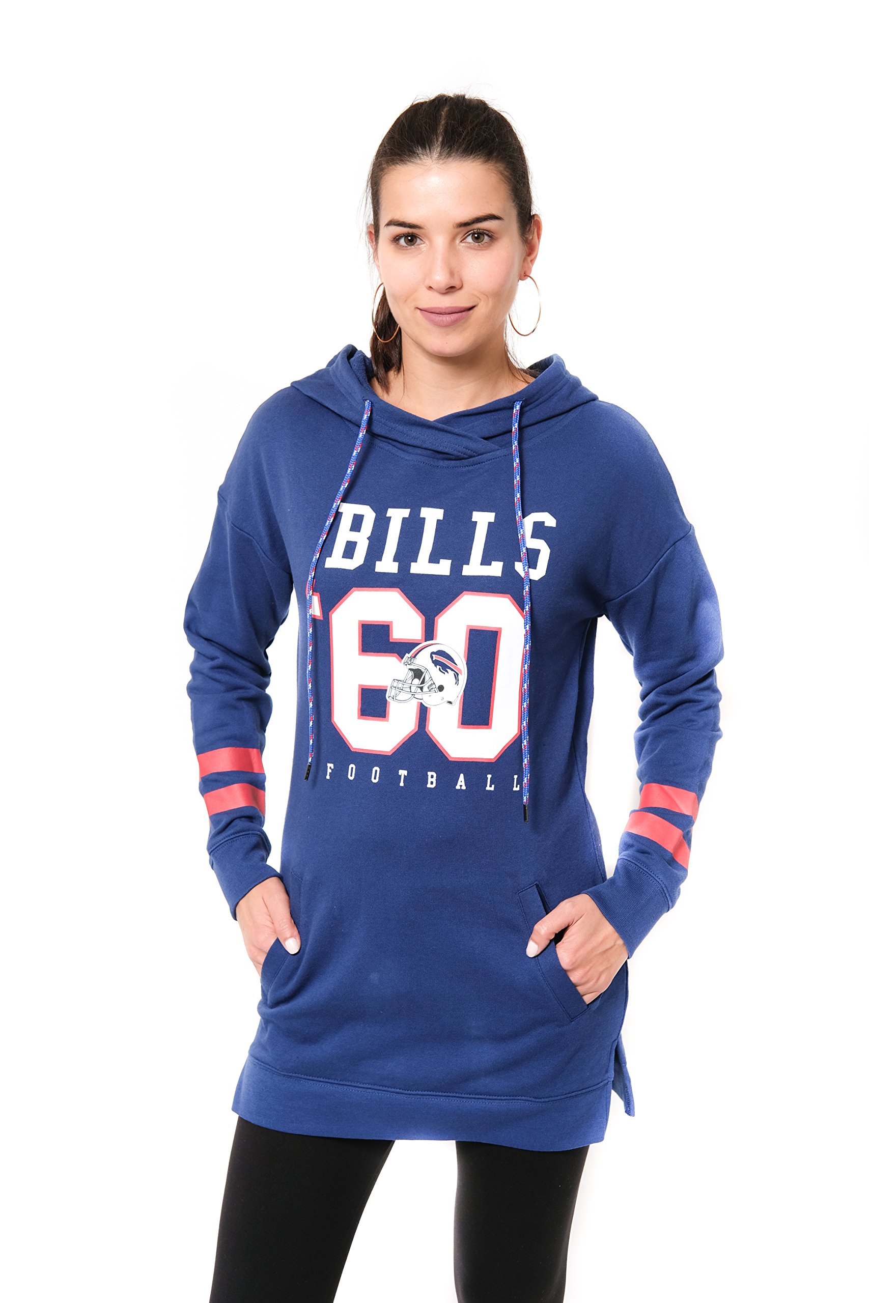 Ultra Game NFL Buffalo Bills Womenss Tunic Hoodie Pullover Sweatshirt Terry, Team Color, Medium