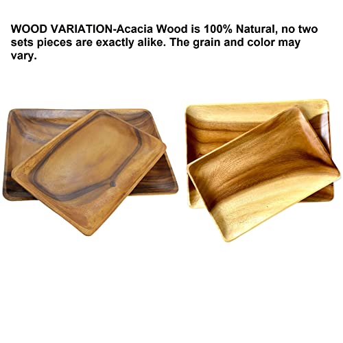 Wrightmart Wooden Trays, Set of 2, Decorative Rustic Food, Fruit, and Snack, Charcuterie-Appetizer Servers β Perfect Kitchen, Ottoman or Coffee Table Trays, Made from Acacia Wood