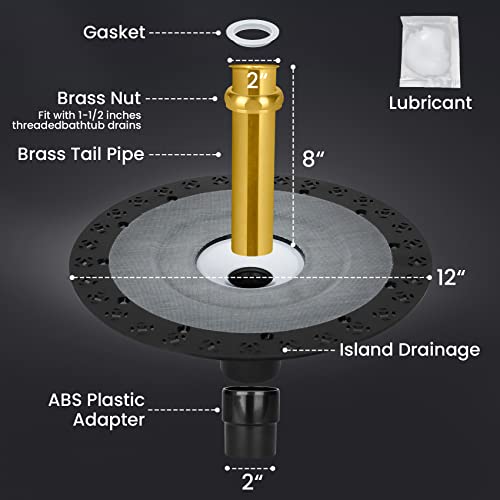 Upgrade Freestanding Bathtub Drain,Freestanding Tub Drain Rough-in Kit,Easy Freestanding Bathtub Drain Mounting Kit with ABS Plastic Adapter and Brass Liner