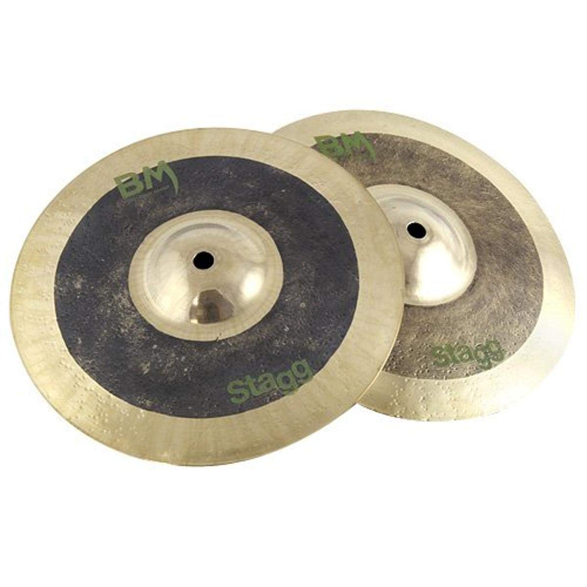 Stagg BM-HR10 10-Inch Black Metal Rock Hi-Hat Cymbals, Black, Bronze