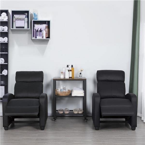 Yaheetech 2-Seat Reclining Chair Leather Recliner Sofa Modern Chaise Couch Lounger Sofa for Living Room Home Theater Black